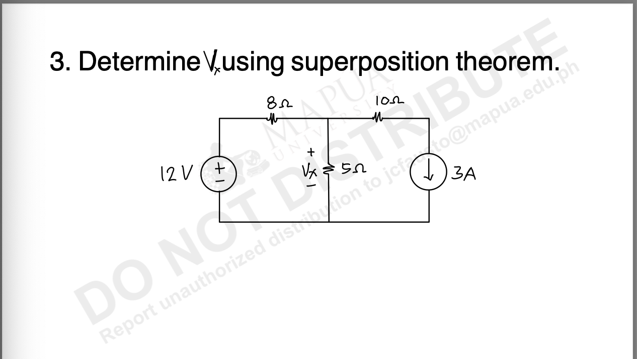 Solved 3. Determine Vx using superposition theorem. | Chegg.com