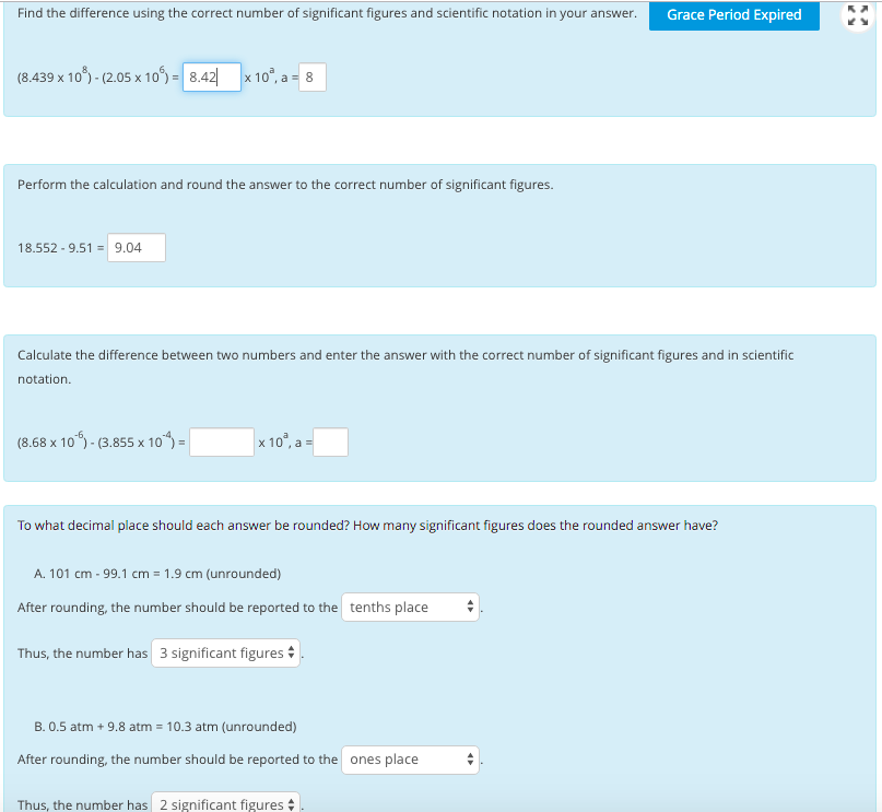 Solved Find the difference using the correct number of | Chegg.com