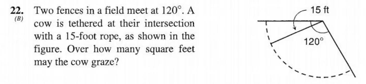 Solved 22. Two fences in a field meet at 120∘. A cow is | Chegg.com