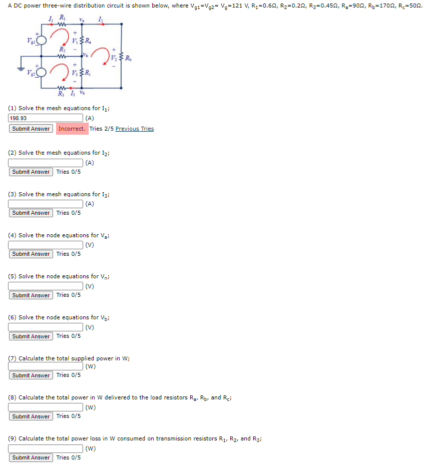 Solved A DC power three-wire distribution circuit is shown | Chegg.com