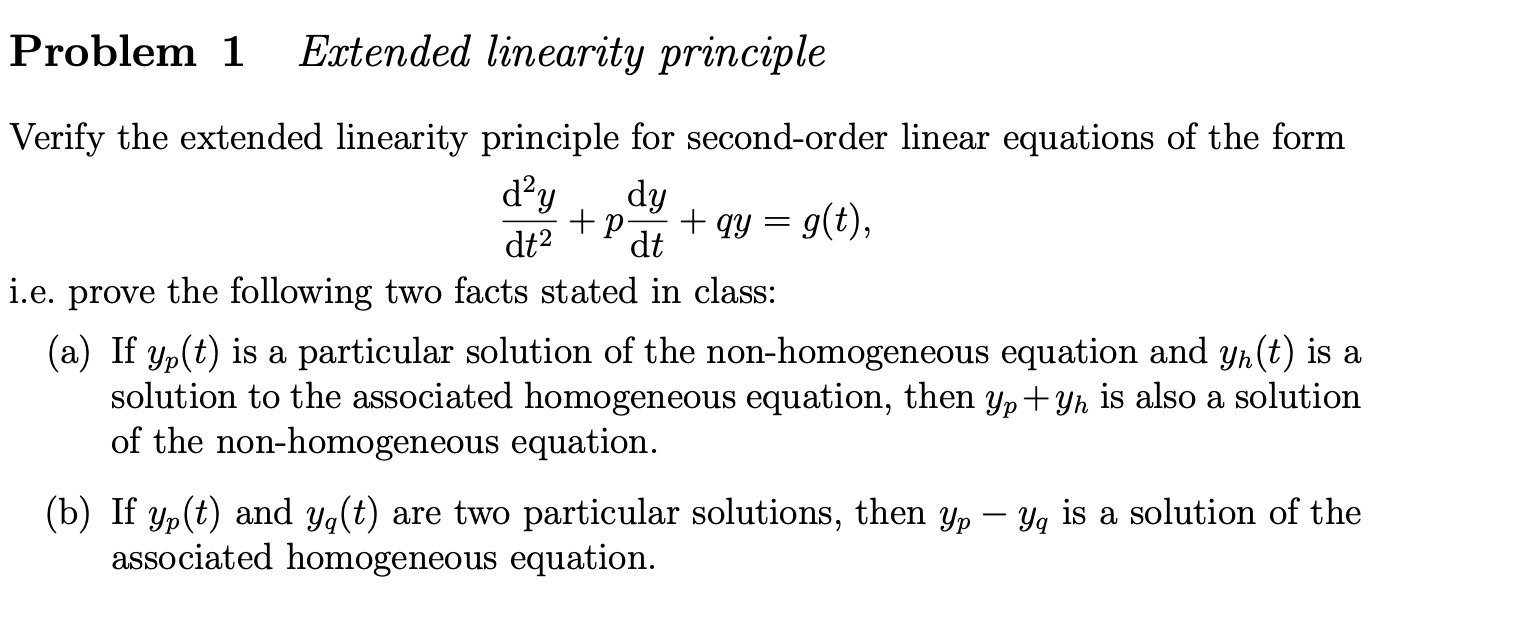 Solved Problem 1 Extended linearity principle + P Verify the | Chegg.com
