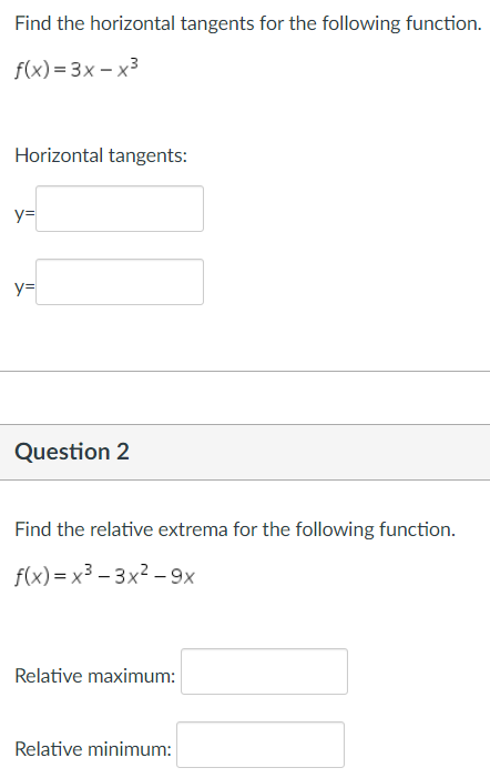 Solved Find the horizontal tangents for the following | Chegg.com