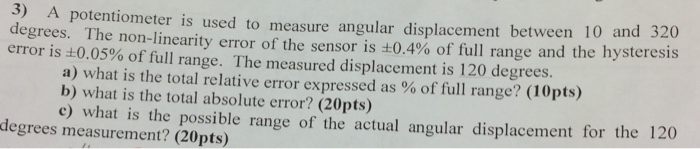 Solved A Potentiometer Is Used To Measure Angular