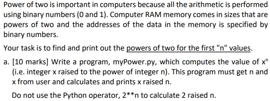 Solved Power of two is important in computers because all | Chegg.com
