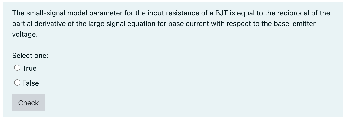 Solved The small-signal model parameter for the input | Chegg.com