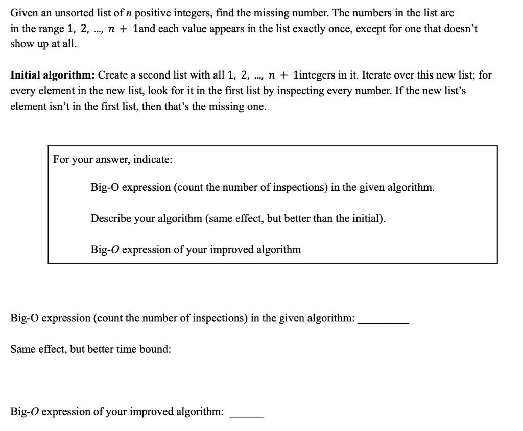 Solved Given an unsorted list of n positive integers, find | Chegg.com