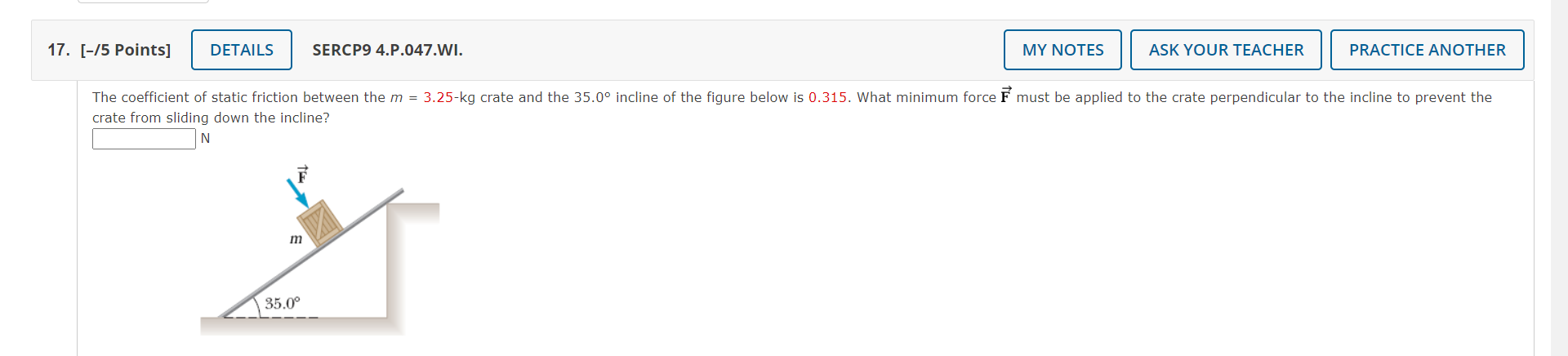 Solved 17. [-/5 Points] DETAILS SERCP9 4.P.047.WI. ASK YOUR | Chegg.com