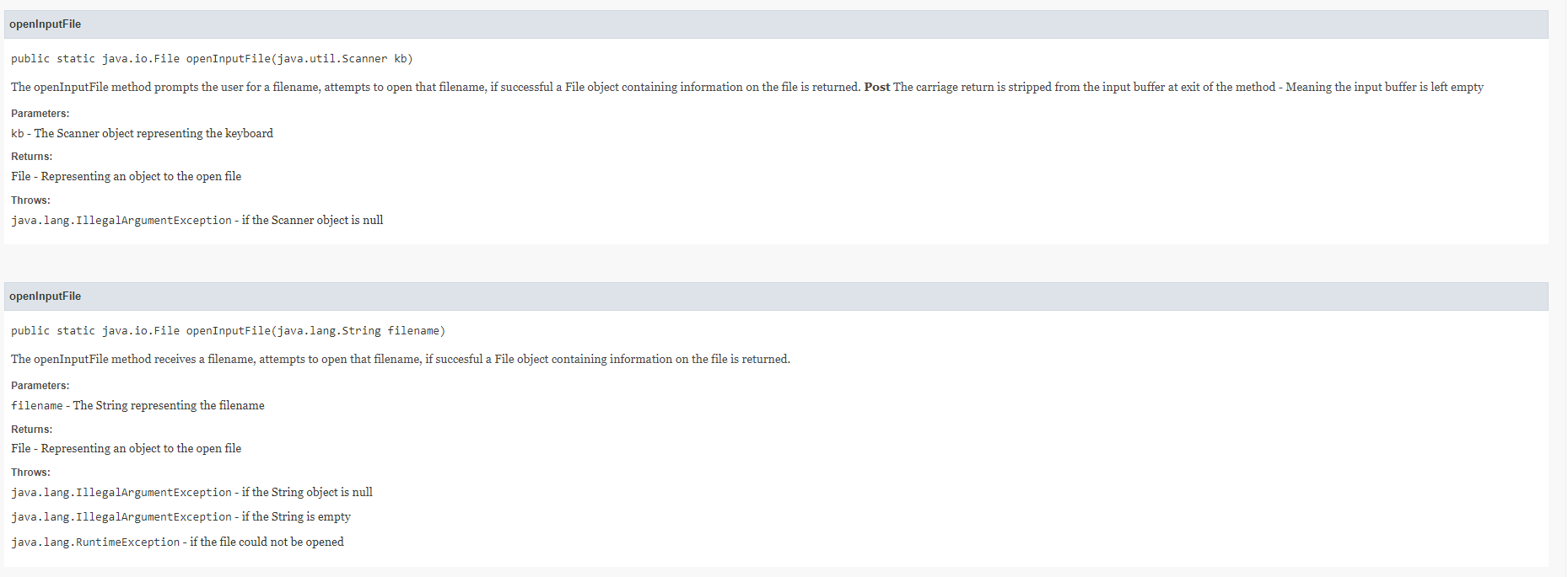 Solved openInputFile public static java.io.File | Chegg.com