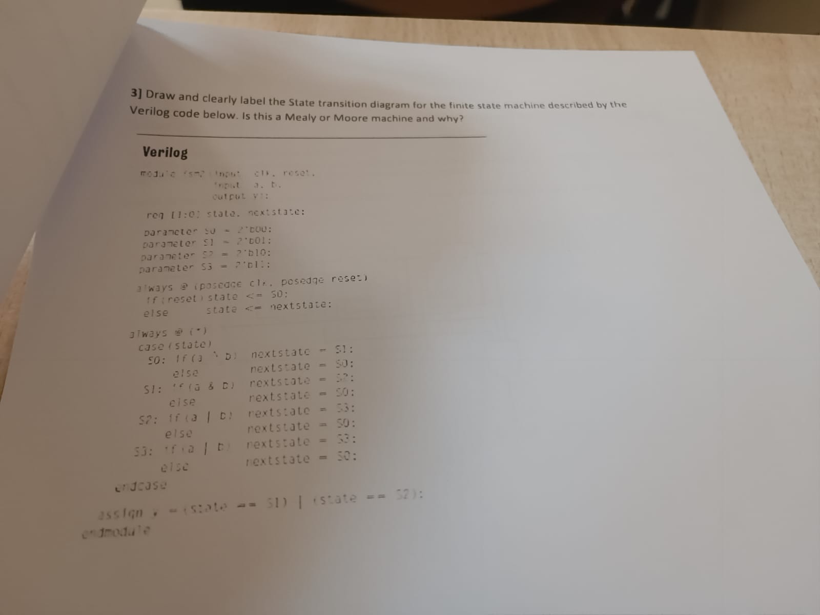 3] Draw and clearly label the State transition | Chegg.com