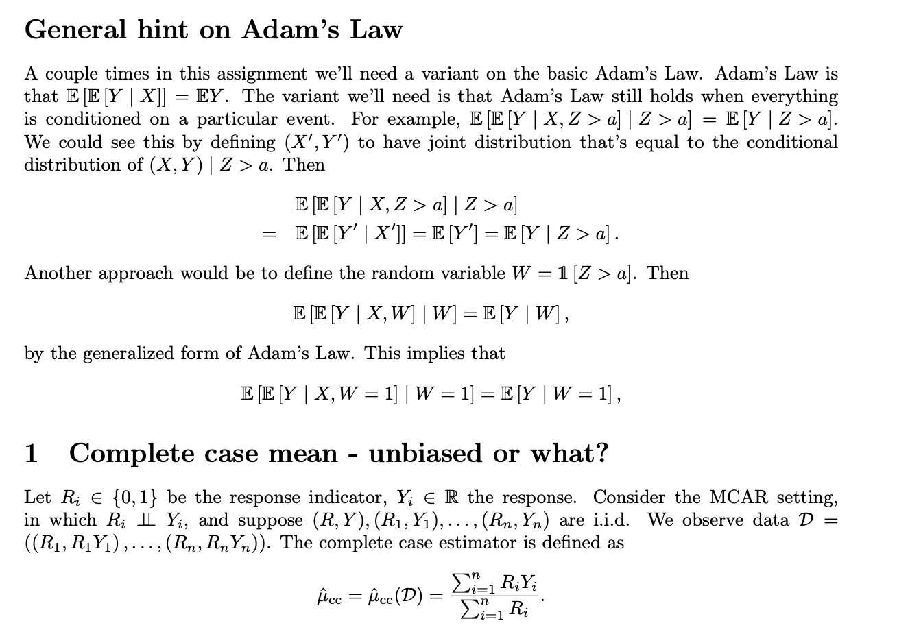 General hint on Adam's Law - A couple times in this | Chegg.com
