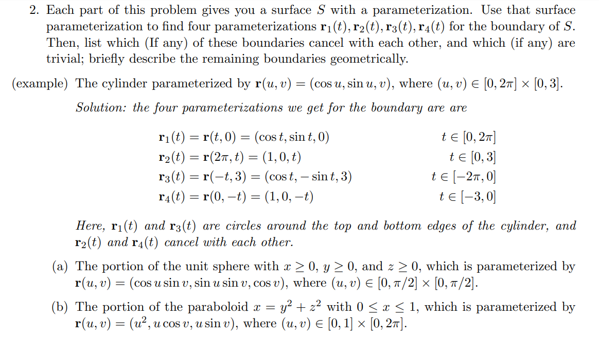 Solved 2. Each part of this problem gives you a surface S | Chegg.com