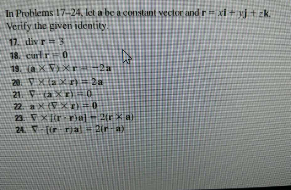 Solved In Problems 17-24, let a be a constant vector and r | Chegg.com