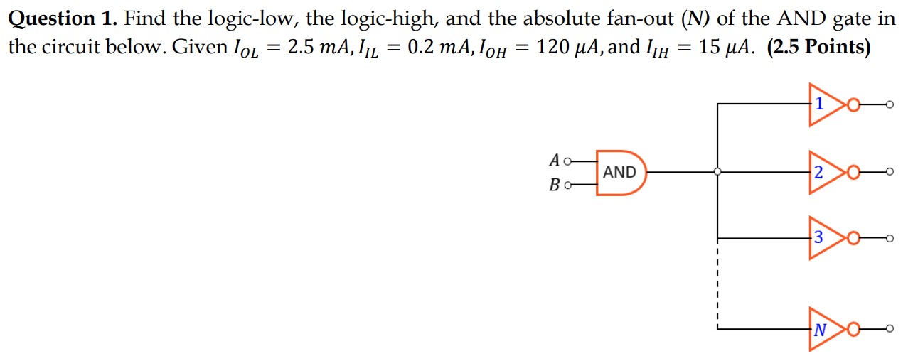 Solved Question 1. Find the logic-low, the logic-high, and | Chegg.com
