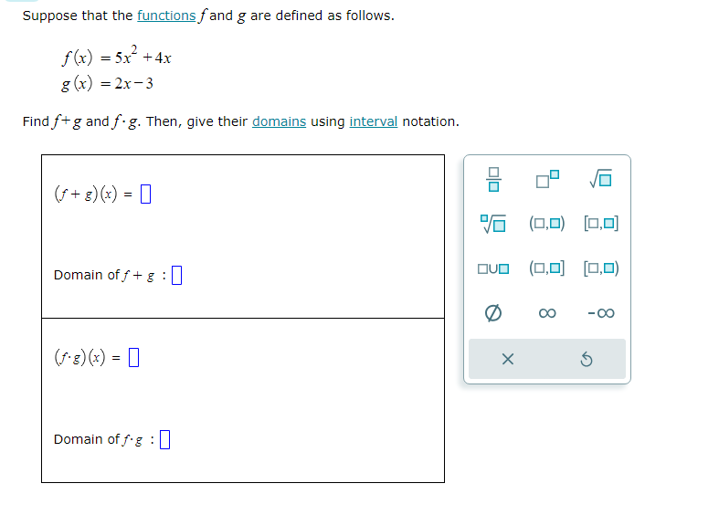 Solved Suppose that the functions f and g are defined as | Chegg.com