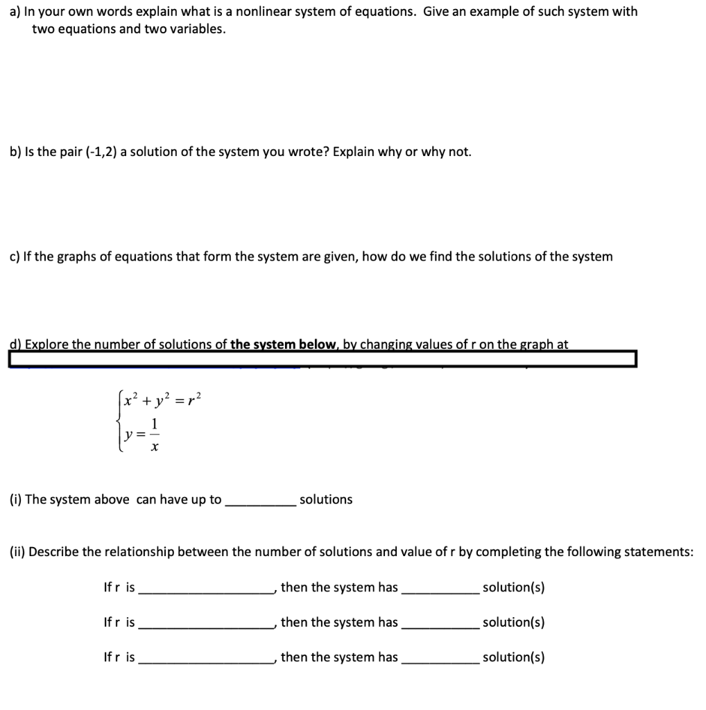 Solved a) In your own words explain what is a nonlinear | Chegg.com