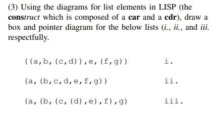 Solved provide a car/cdr sequence to access each atomic | Chegg.com