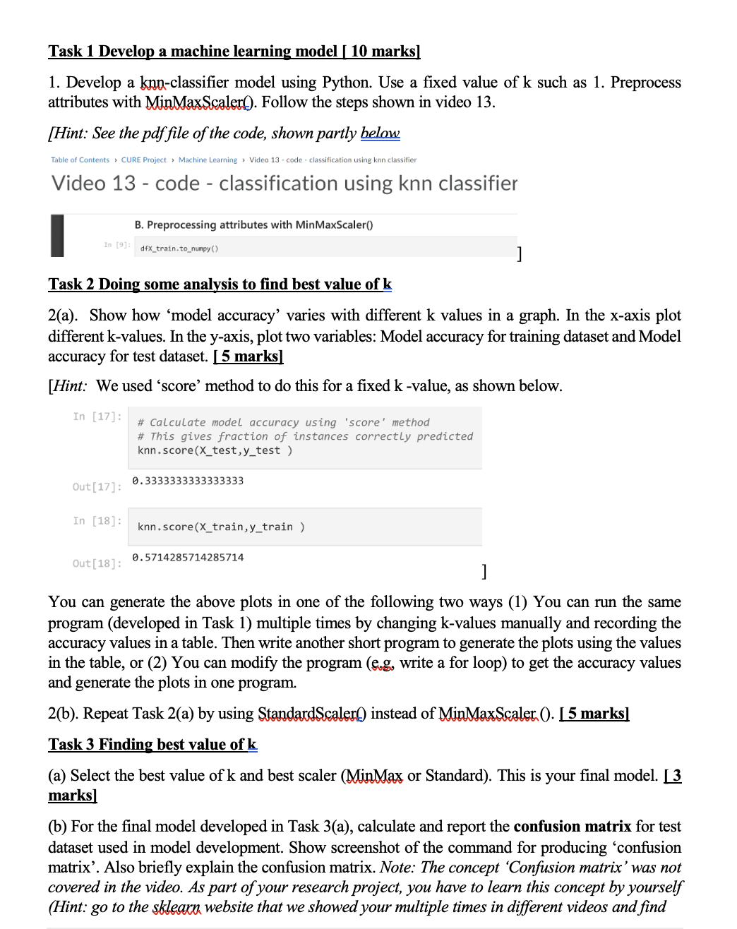 Solved Task 2 Doing some analysis to find best value of k | Chegg.com