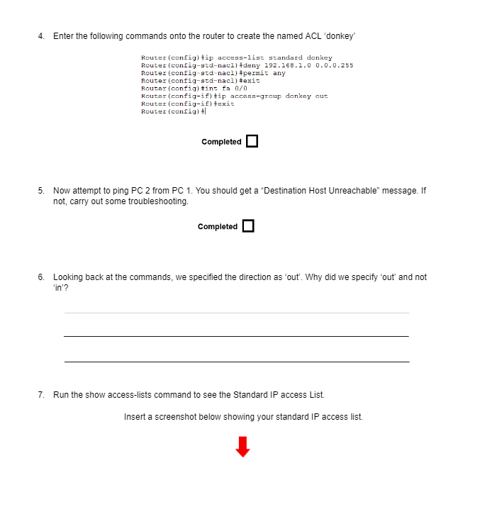 Solved Lab 37 Create a Standard Named ACL Recap Standard | Chegg.com