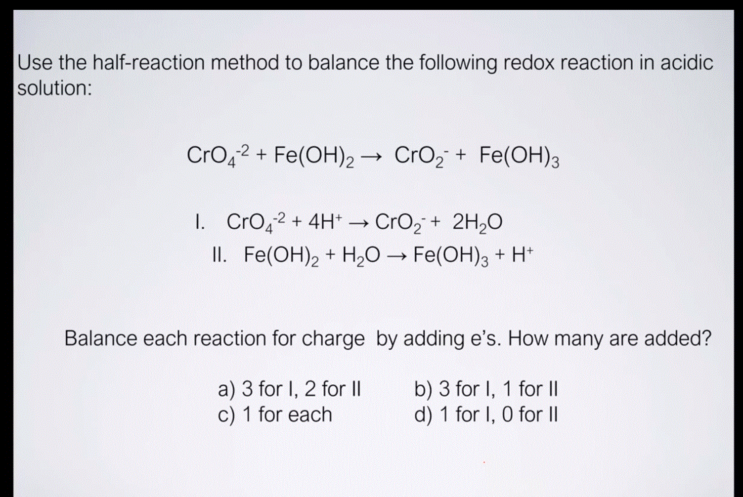 Solved Use the half-reaction method to balance the following | Chegg.com