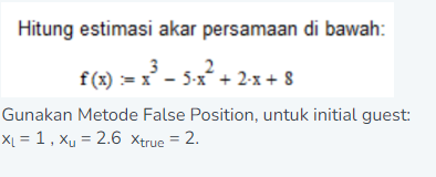 Solved calculate estimating root of equation using false | Chegg.com