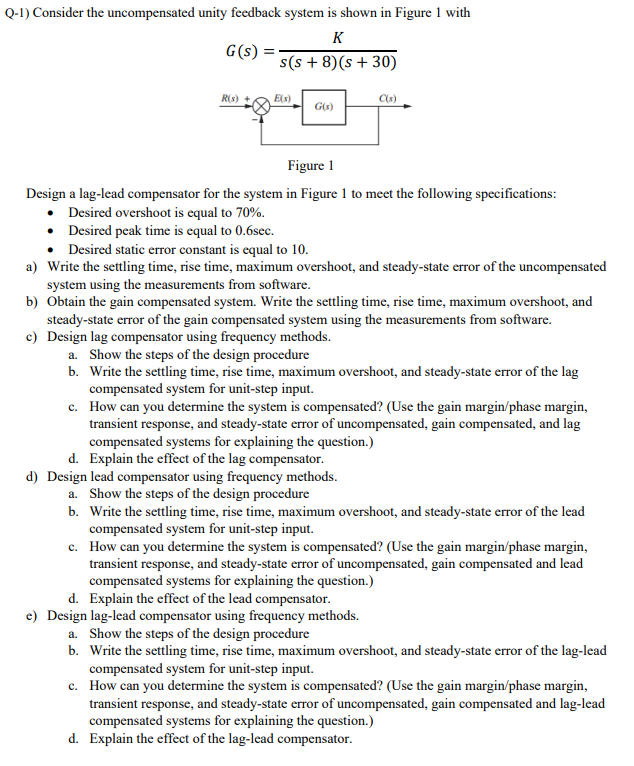 Solved Q 1 Consider The Uncompensated Unity Feedback System 