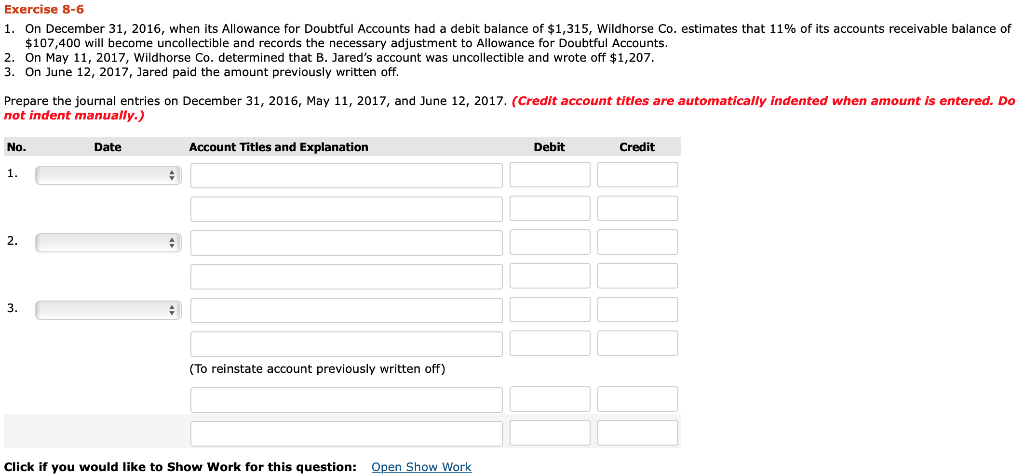 Solved Exercise 8-6 1 On December 31 2016, when its | Chegg.com