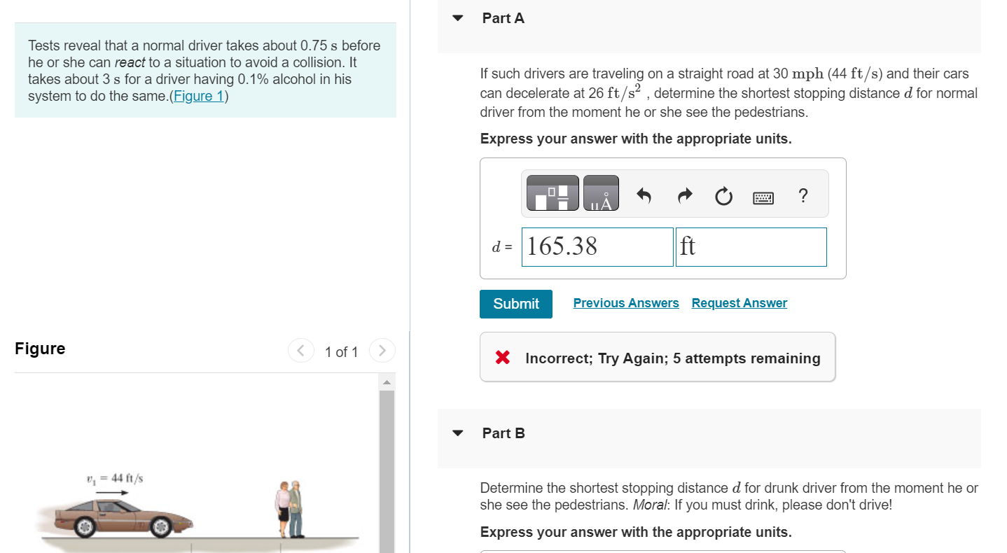 Solved Tests reveal that a normal driver takes about 0.75 s | Chegg.com