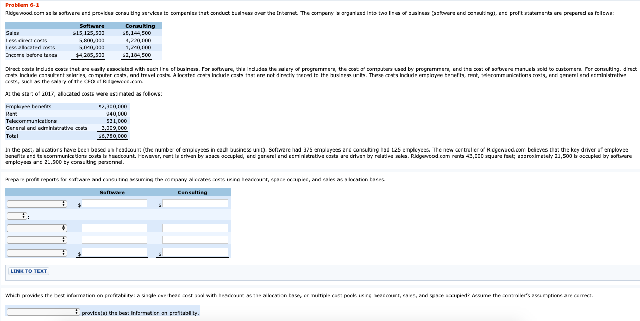 Solved Q: Prepare profit reports for software and consulting | Chegg.com