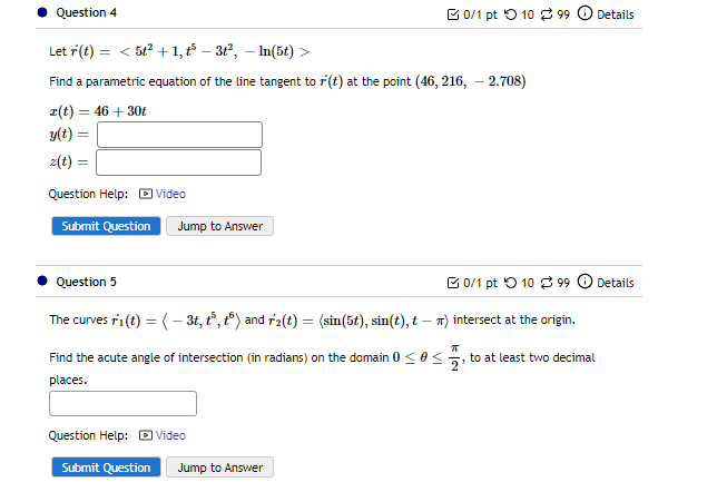 Let r(t)= 5t2+1,t5−3t2,−ln(5t) Find a parametric | Chegg.com
