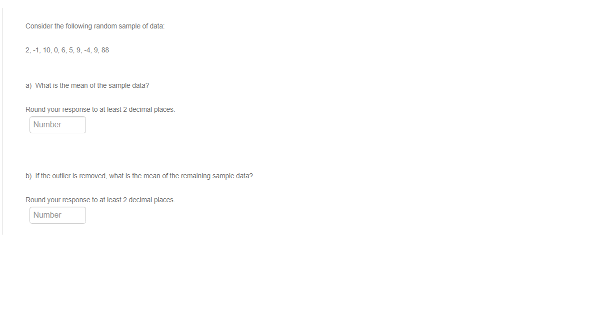 Solved Consider the following random sample of data: | Chegg.com