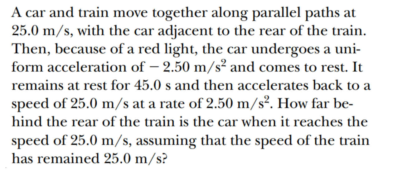 Solved A car and train move together along parallel paths | Chegg.com