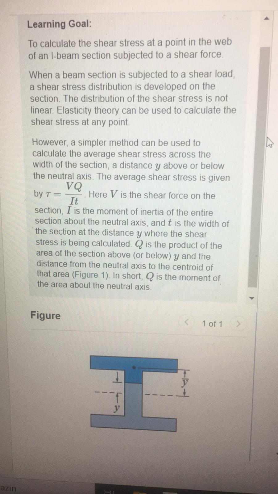 Solved Learning Goal: To calculate the shear stress at a | Chegg.com