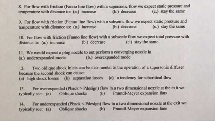 Solved For flow with friction (Fanno line flow) with a | Chegg.com