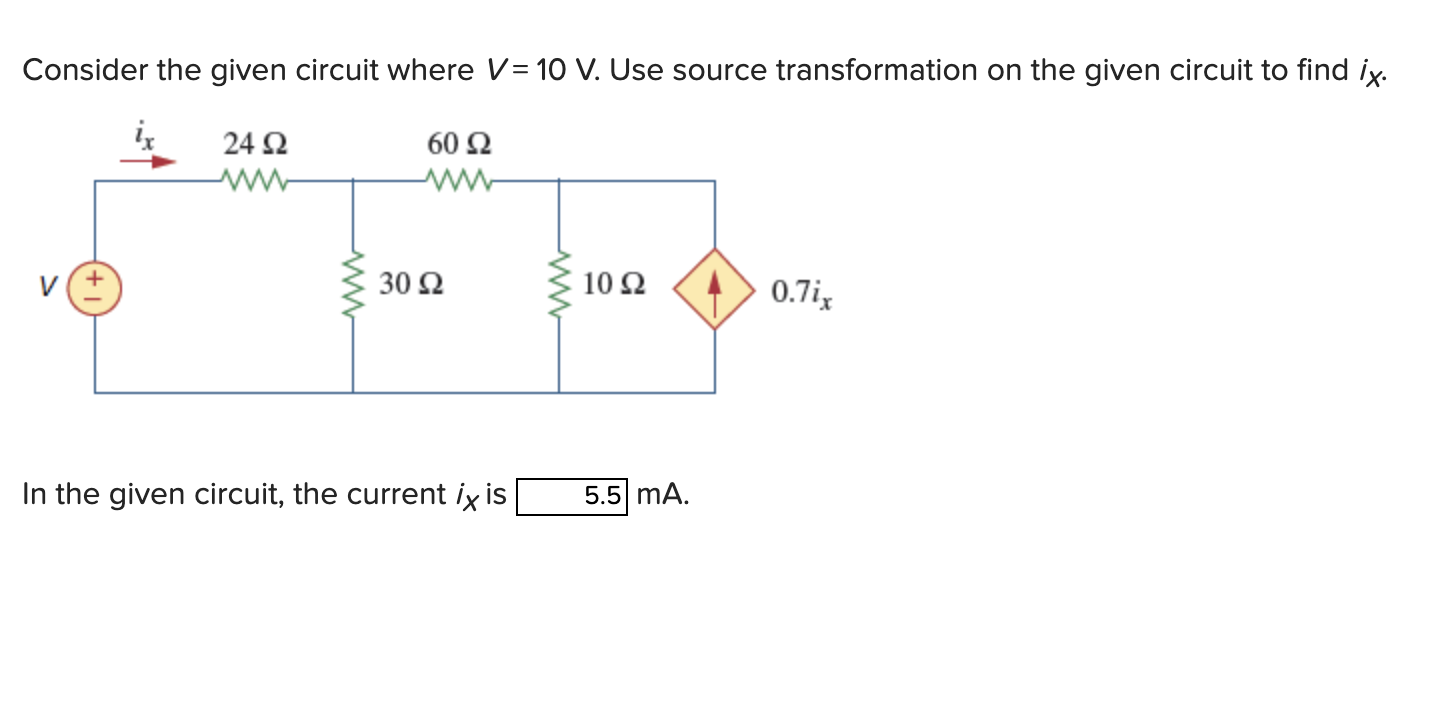 Solved Consider the given circuit where V=10 V. Use source | Chegg.com