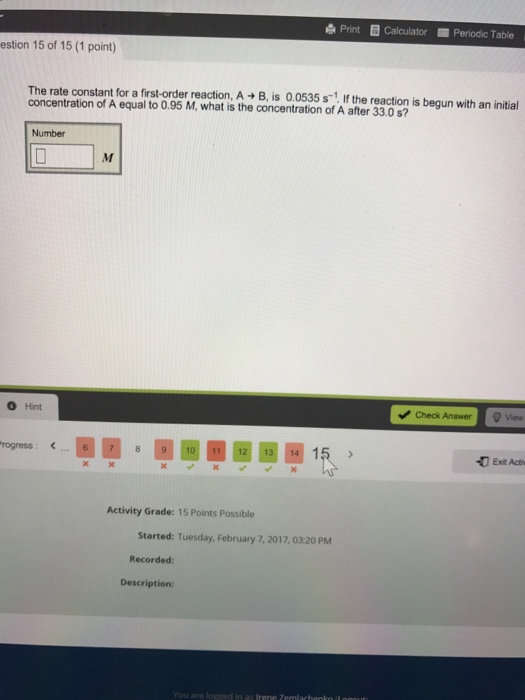 Solved The Rate Constant For A First Order Reaction A