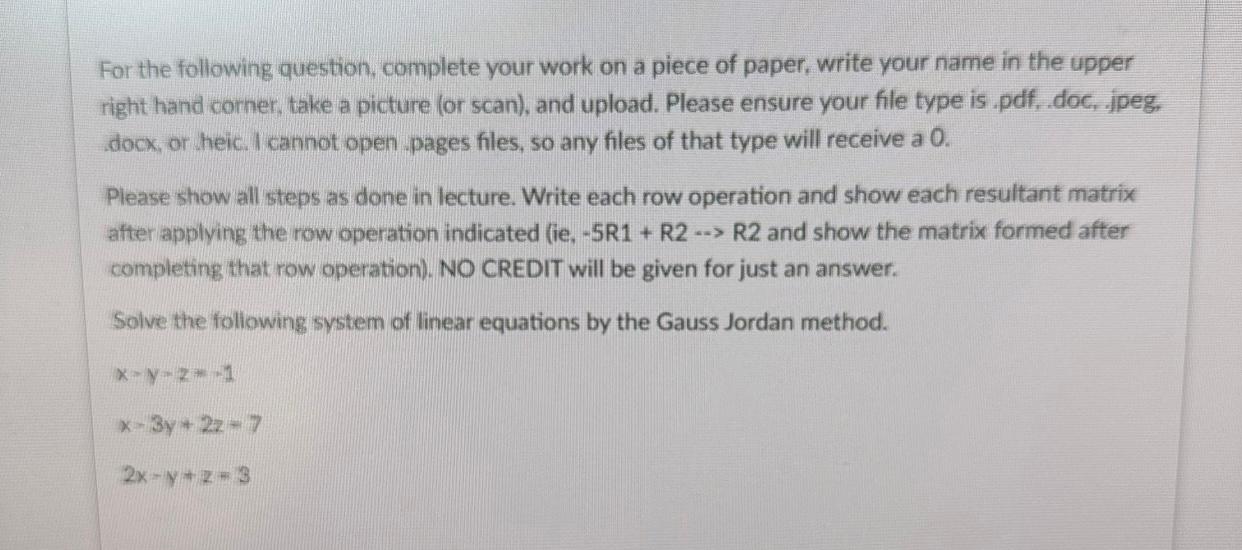 Solved For the following question, complete your work on a | Chegg.com