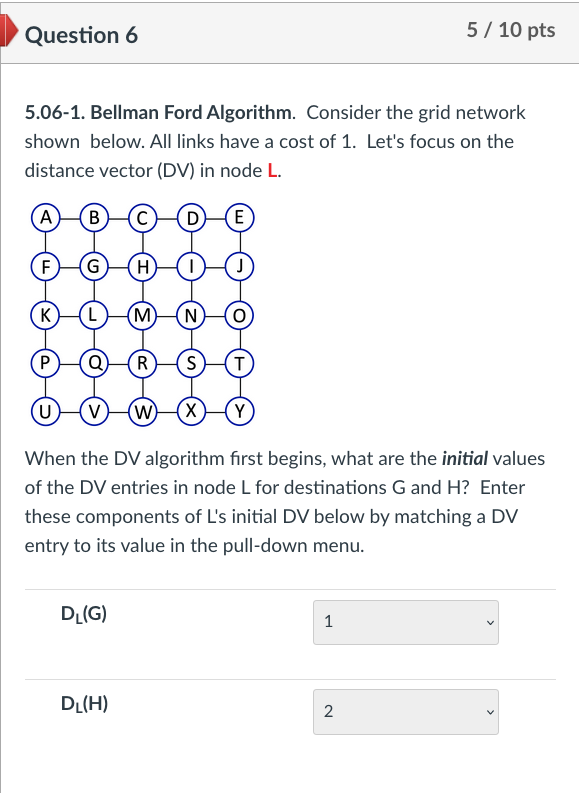 Solved 5.06-1. Bellman Ford Algorithm. Consider the grid | Chegg.com