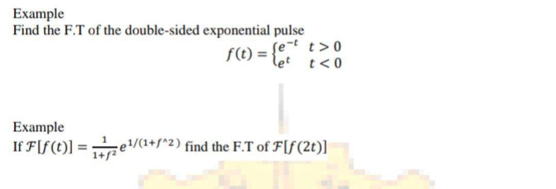 Solved Example Find the F.T of the double-sided exponential | Chegg.com
