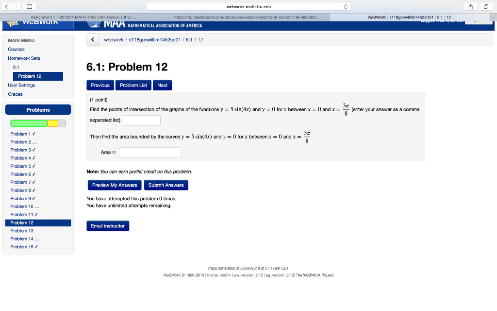 Solved webwork math.ttu.edu Assignment | Chegg.com