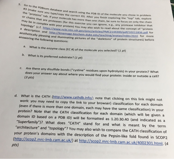 Solved 5. Go t o the PDBsum database and search using the | Chegg.com