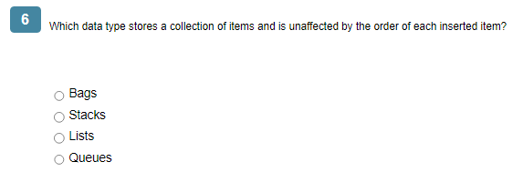 Solved Which data type stores a collection of items and is | Chegg.com