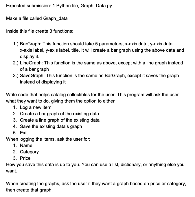 Solved Expected Submission 1 Python File Graph Data Py Chegg