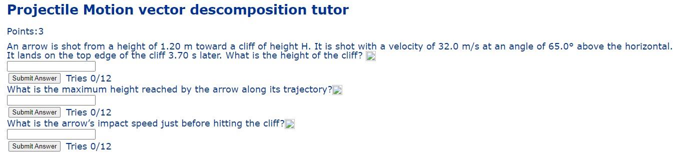 Solved Projectile Motion vector descomposition tutor Points: | Chegg.com