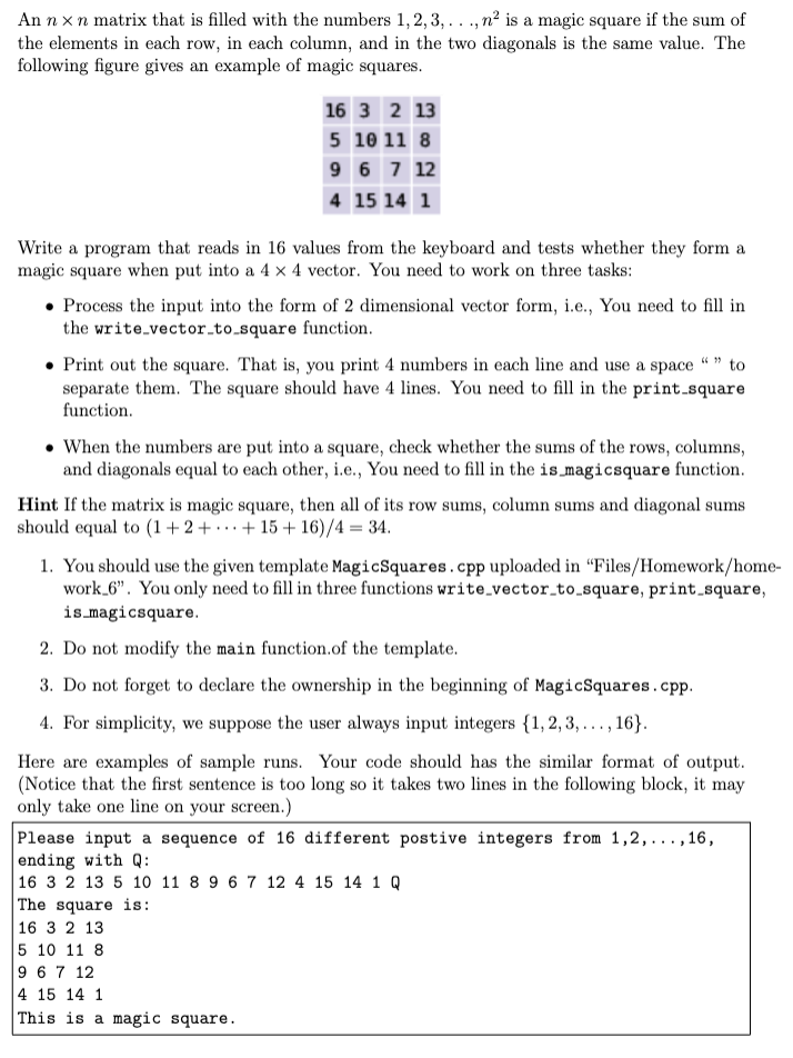 Solved in C++, i have attached the question and the template | Chegg.com