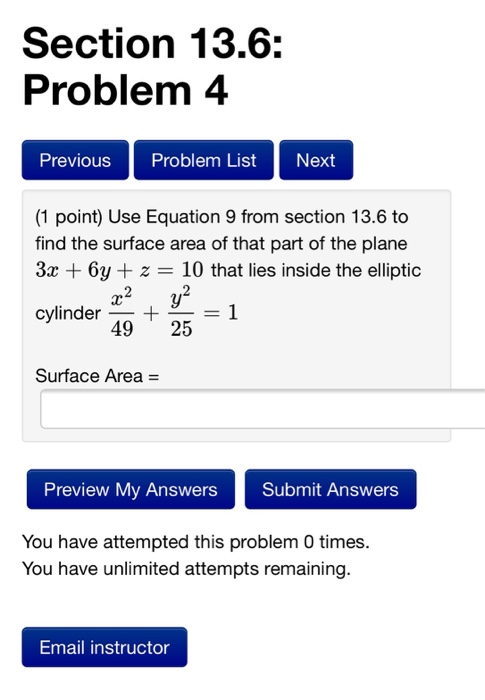 Solved Use Equation 9 From Section 13 6 To Find The Surface