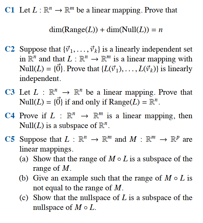 Solved C1 Let L:R” Rbe a linear mapping. Prove that | Chegg.com