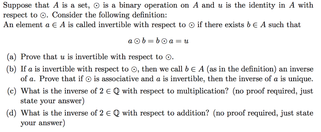 Solved Suppose that A is a set, O is a binary operation on A | Chegg.com