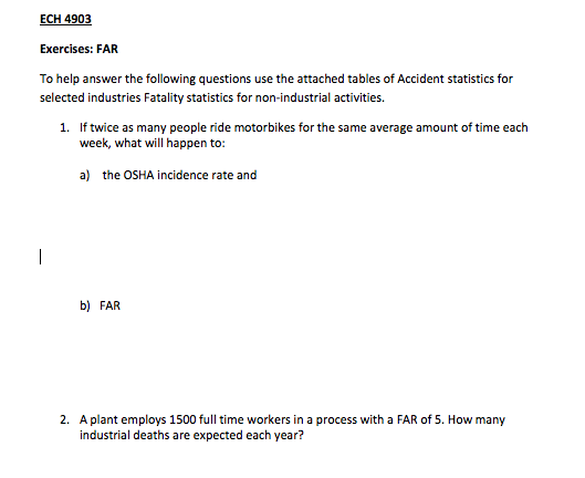 Solved ECH 4903 Exercises: FAR To help answer the following | Chegg.com