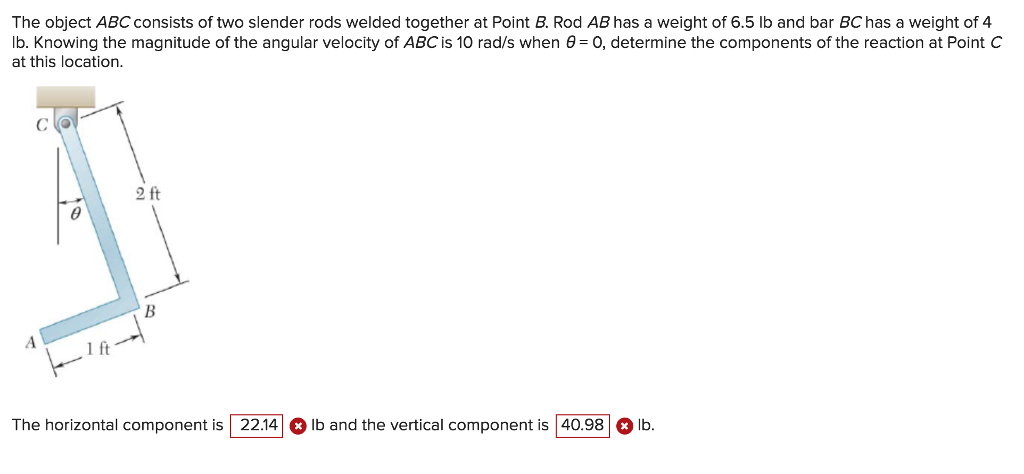 Solved The object ABC consists of two slender rods welded | Chegg.com