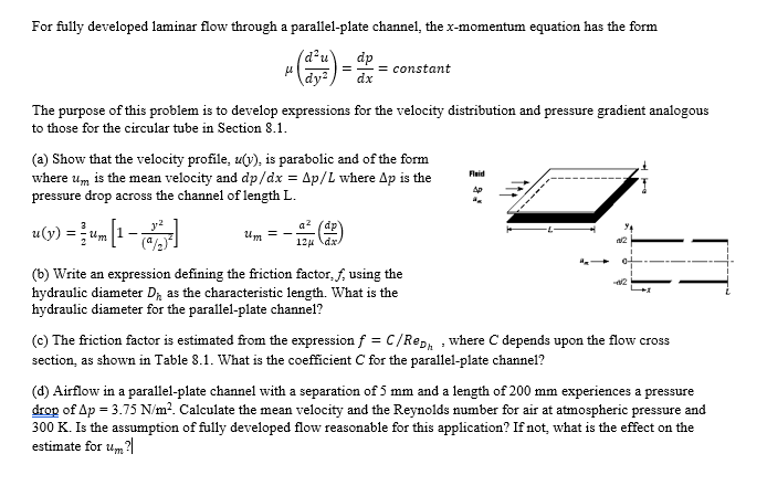 Solved For fully developed laminar flow through a | Chegg.com